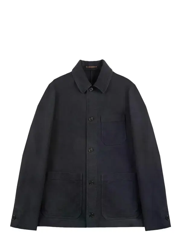 SLOWEAR Patch-pocket Cotton Shirt Jacket - Blue