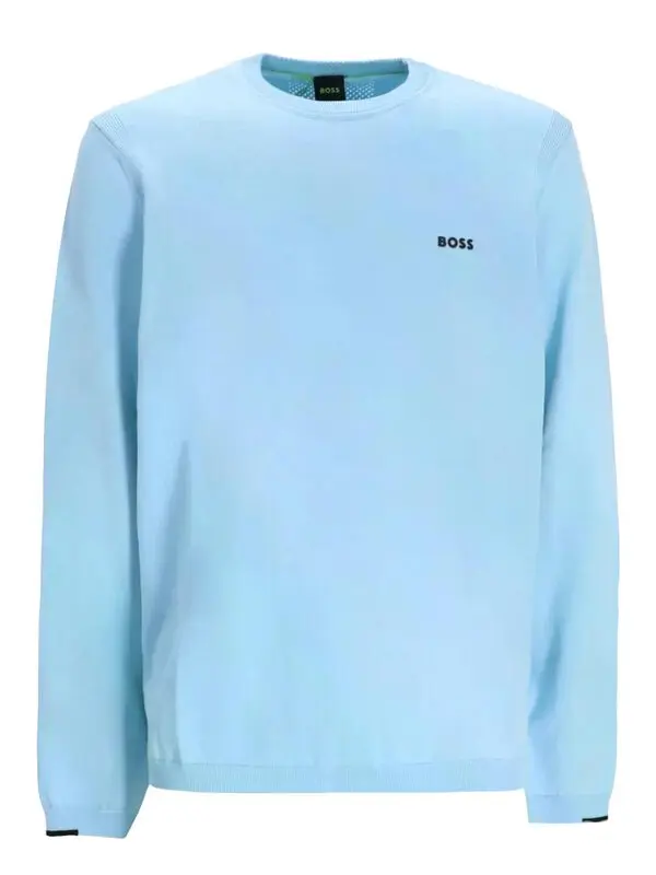 BOSS Logo-embroidered Cotton Sweater - Blue