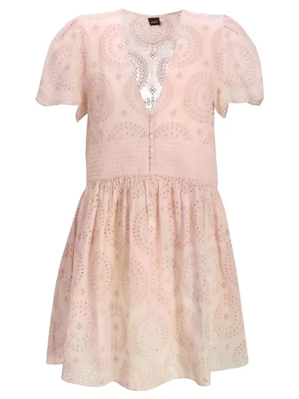 BOSS Embroidered Short-sleeve Dress - Pink
