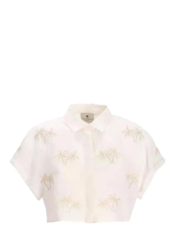 BENARAS BY CITRUS Palm-tree Linen Shirt - White