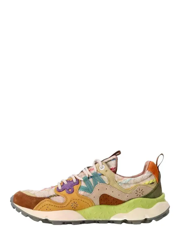 FLOWER MOUNTAIN Patchwork Leather Sneakers - Neutrals