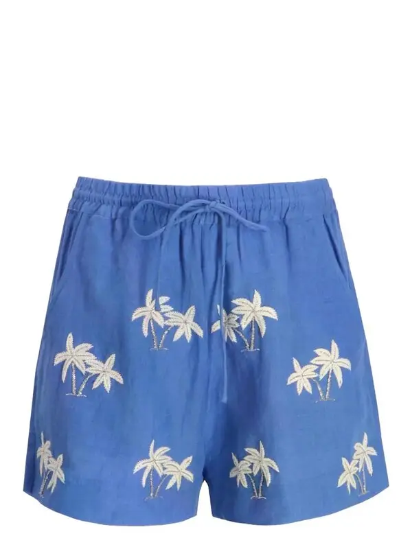 BENARAS BY CITRUS Palm-tree Linen Shorts - Blue
