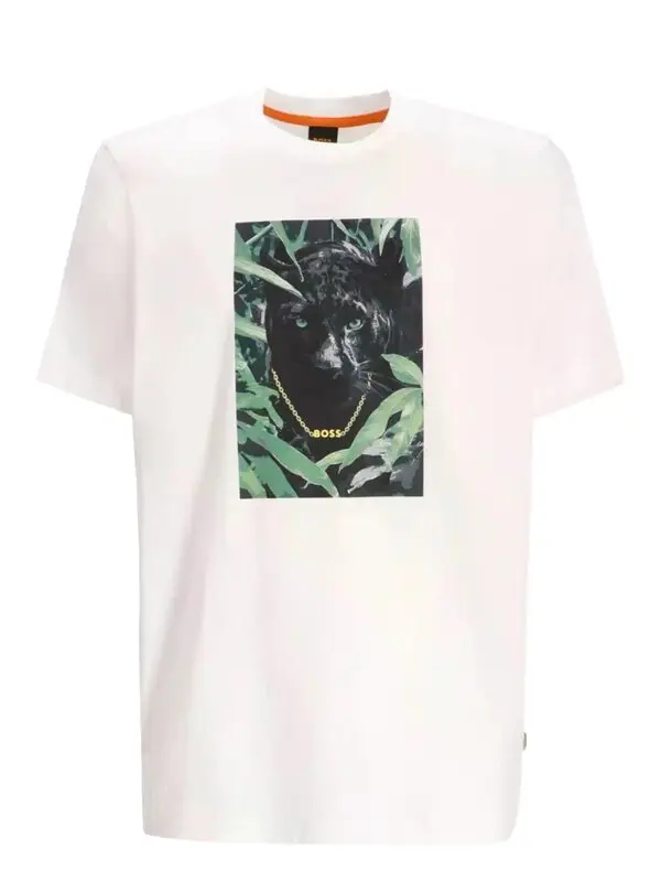 BOSS Panther-print Cotton T-shirt - White