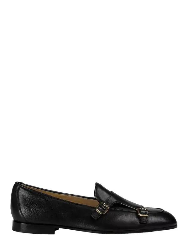 DOUCAL'S Leather Double-buckle Loafers - Black