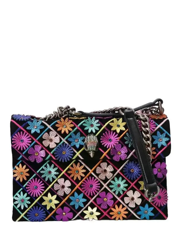Kurt Geiger Floral-embroidered Clutch - Black