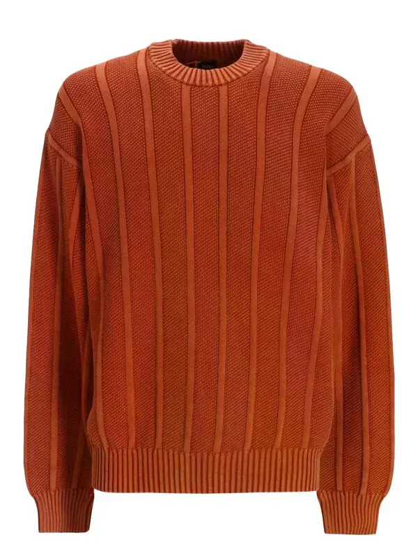 Hugo Boss Ribbed Cotton Sweater - Orange