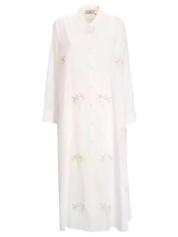 BENARAS BY CITRUS Palm-tree Embroidered Shirt Dress - White
