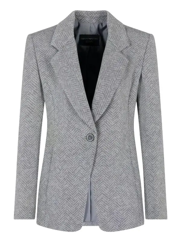 Emporio Armani Herringbone Single-breasted Blazer - Grey