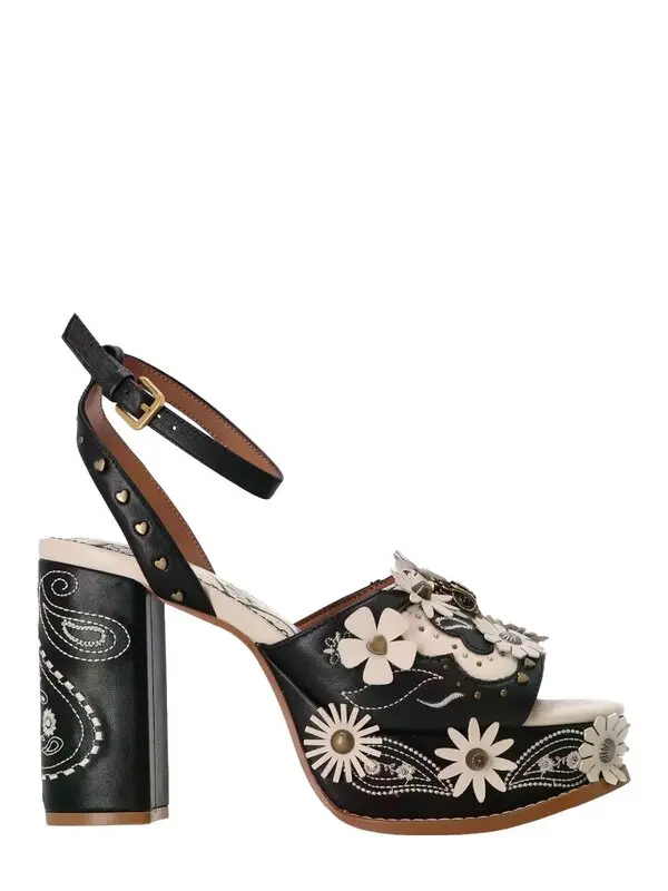 Kurt Geiger 110mm Flower Platform Sandals - Black