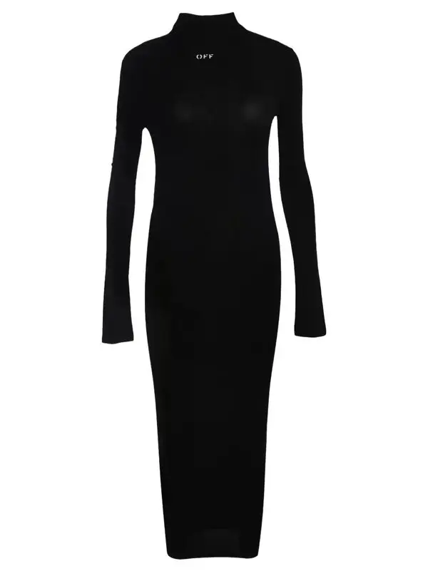 Off-White Turtle-neck Midi Dress - Black