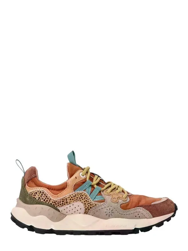 FLOWER MOUNTAIN Yamano 3 Leather Panelled Sneakers - Orange