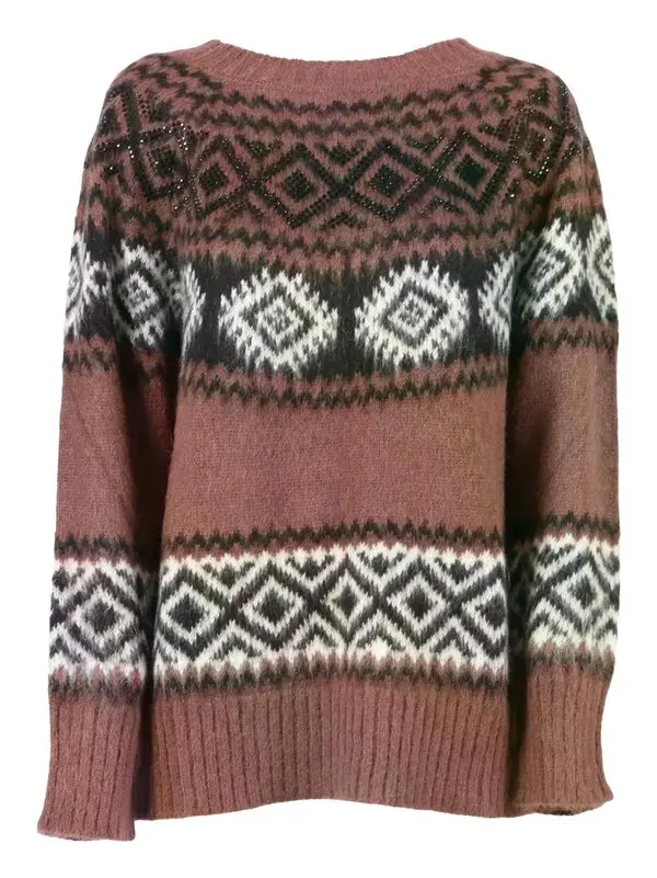 ERMANNO FIRENZE Jacquard Patterned Sweater - Brown