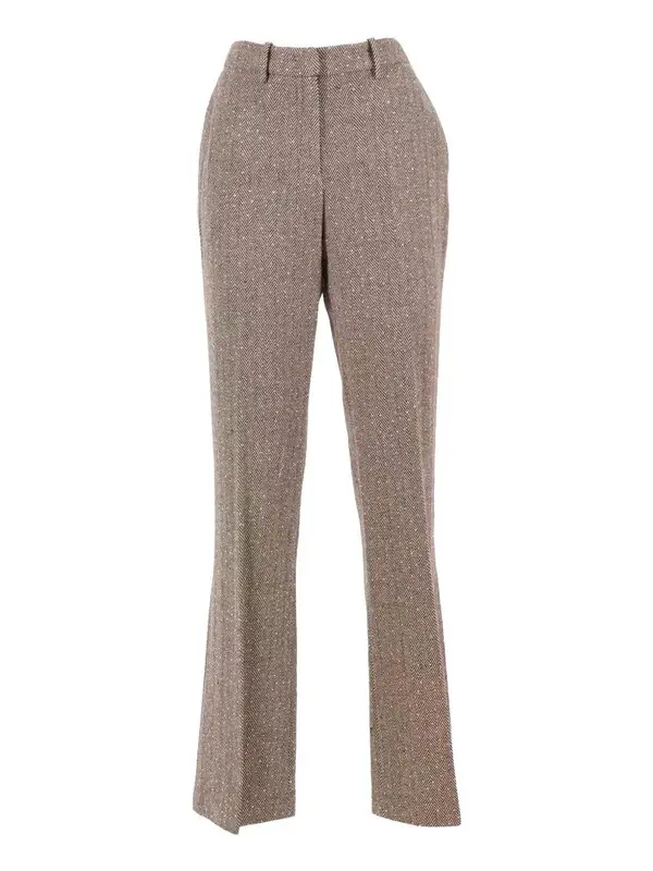 ERMANNO FIRENZE Herringbone Trousers - Brown