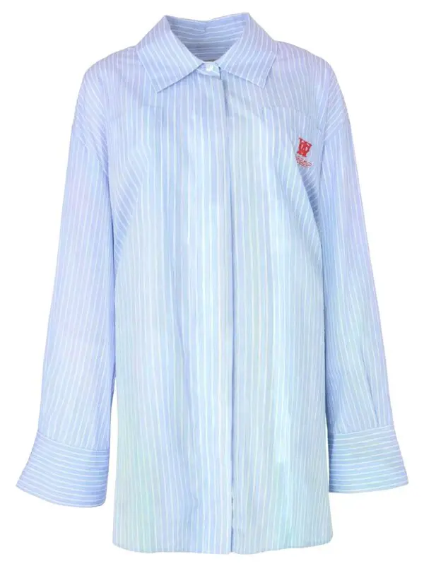 Off-White Roxy Striped Poplin Mini Shirt Dress - Blue
