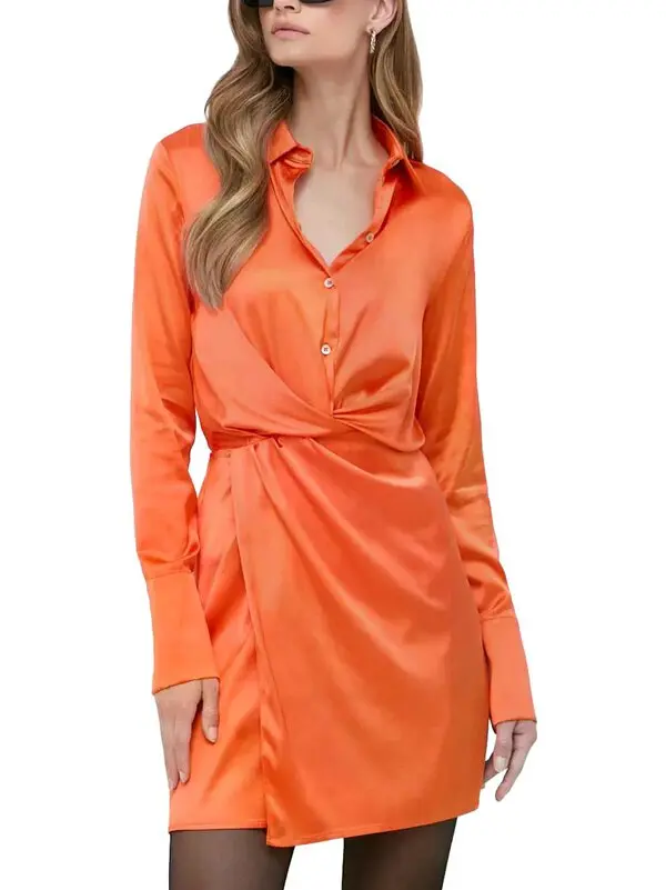 Patrizia Pepe Buttoned Twist-detailed Mini Dress - Orange