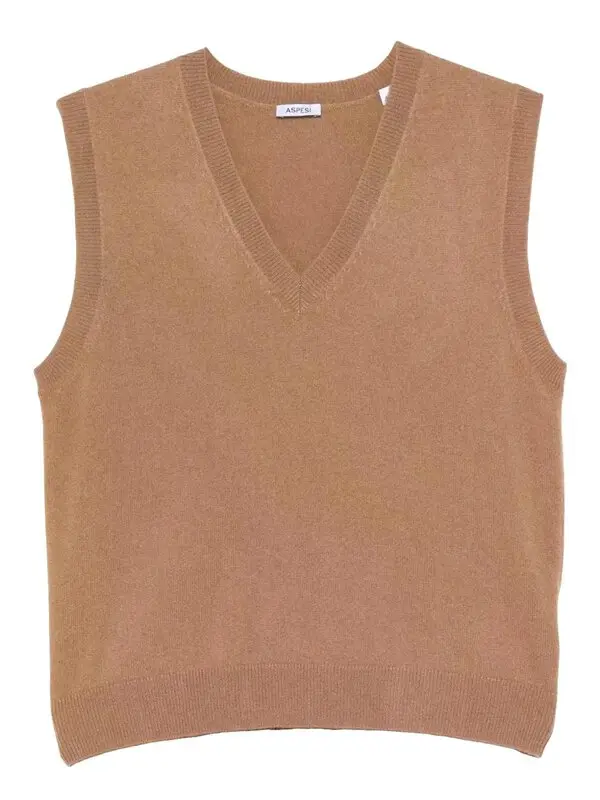 Aspesi Sleeveless V-neck Sweater - Brown