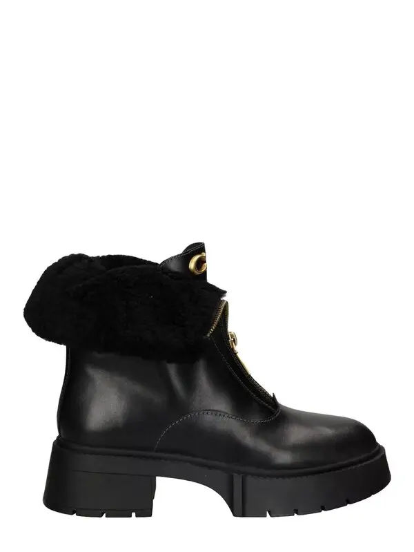 Coach 57mm Leah Zip-up Platform Boots - Black