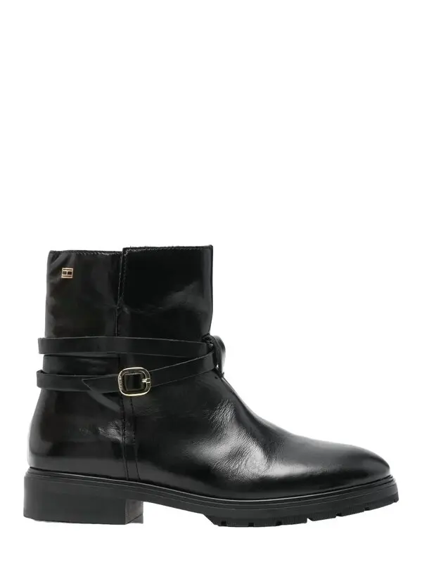 Tommy Hilfiger Buckle-detail Ankle Boots - Black