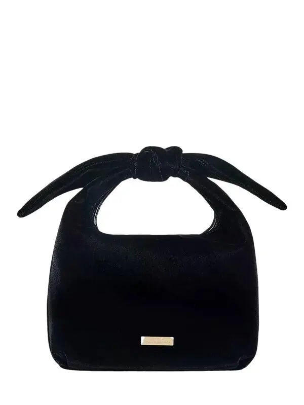 AQUAZZURA Bow Tie Velvet Tote - Black