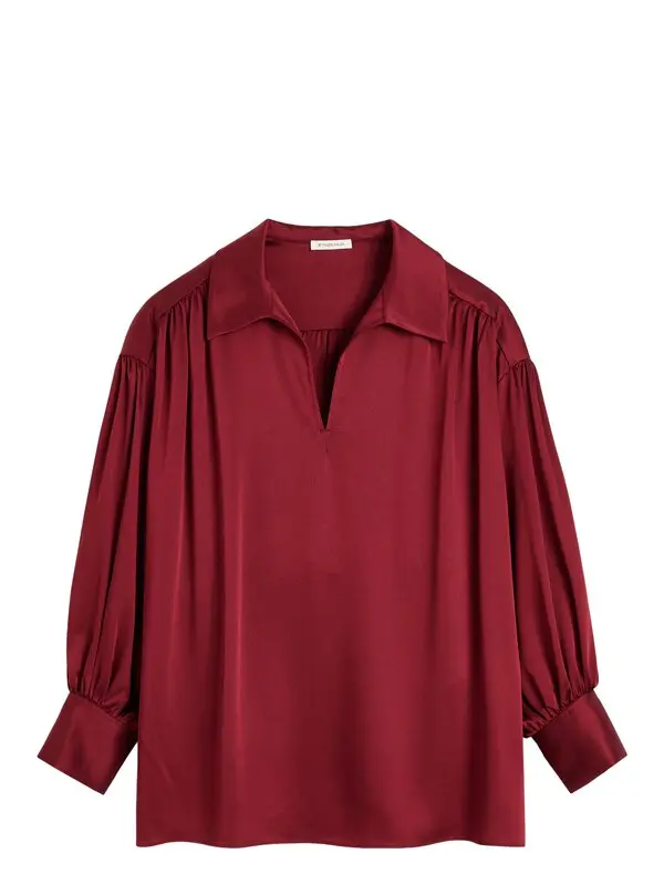 BY MALENE BIRGER Leonora Satin Blouse - Cabernet
