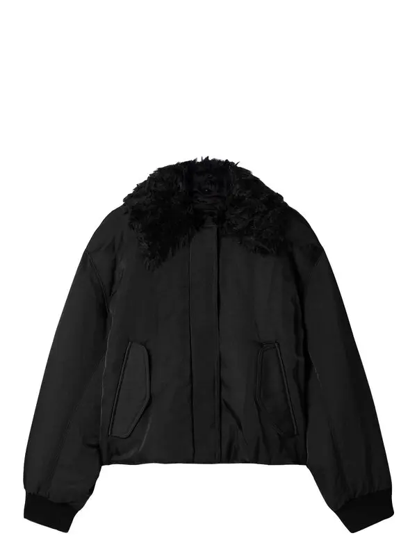 Proenza Schouler Vadra Mohair And Cotton-blend Fleece-trimmed Padded Recycled-twill Jacket - Black