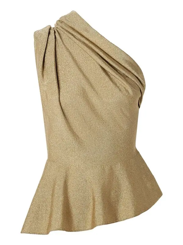 Khaite Aimee Asymmetric One-shoulder Peplum Top - Gold