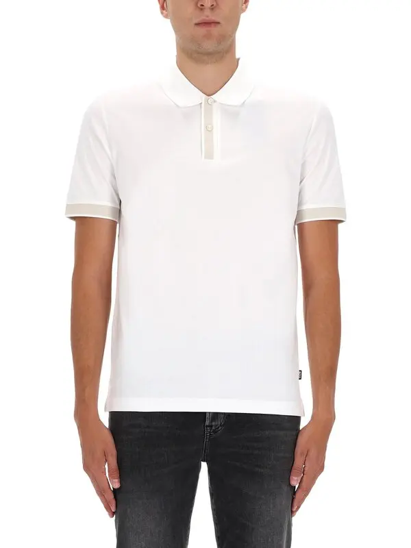 BOSS Polo Shirt With Machined Details - White