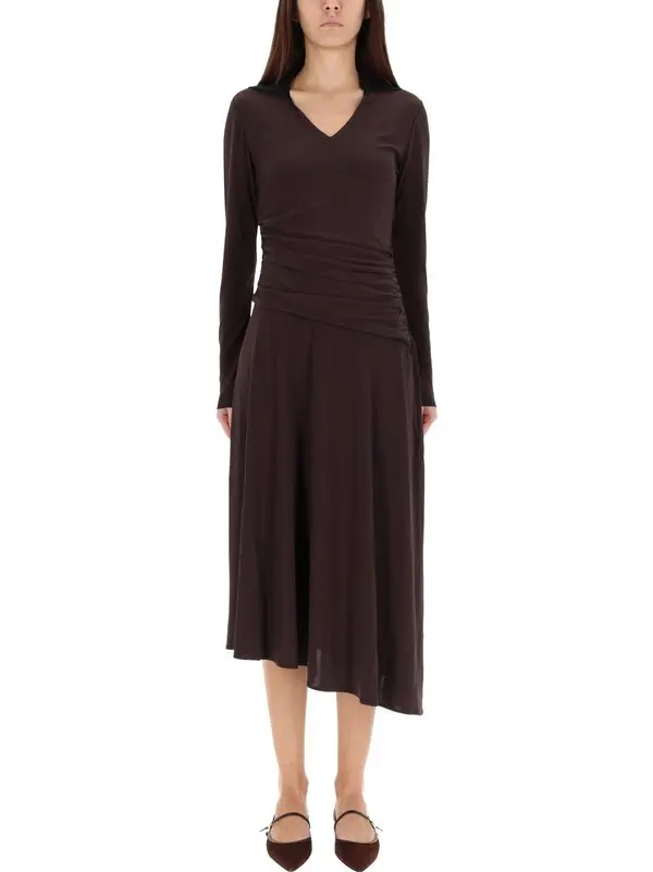 Tory Burch Asymmetrical Midi Dress - Brown