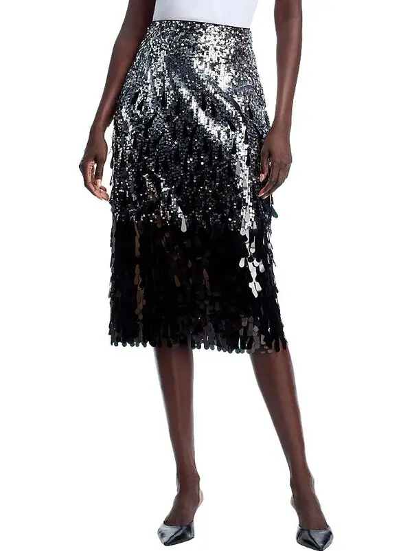 Elie Tahari The Beatrice Sequin Skirt - Silver/noir Ombre