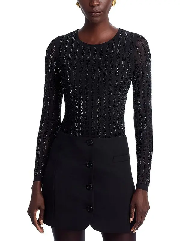 Elie Tahari Adeline Rhinestone Top - Noir