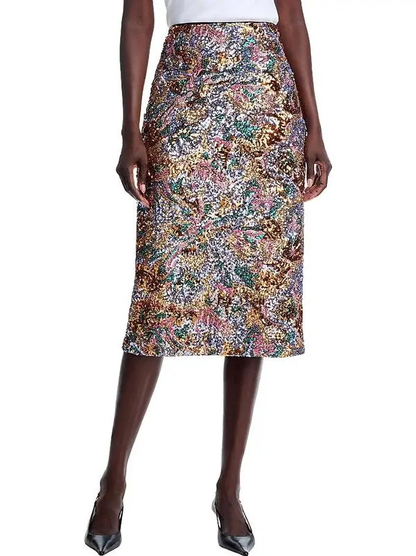 Elie Tahari The Adrianne Sequin Skirt - Abstract Floral Sequin