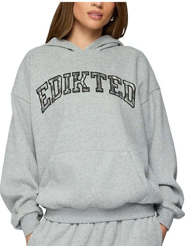 EDIKTED Camouflage Oversized Hoodie - Dark-gray-melange