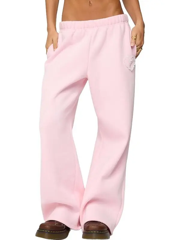 EDIKTED Love Wide Leg Sweatpants - Light-pink