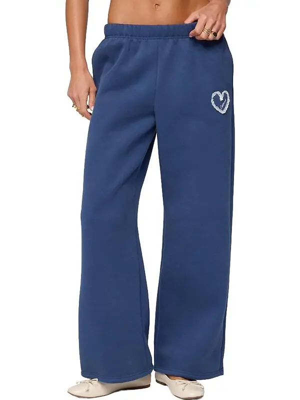 EDIKTED Love Wide Leg Sweatpants - Navy