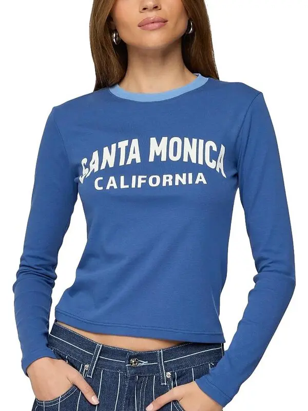 EDIKTED Santa Monica Long Sleeve T-shirt - Blue