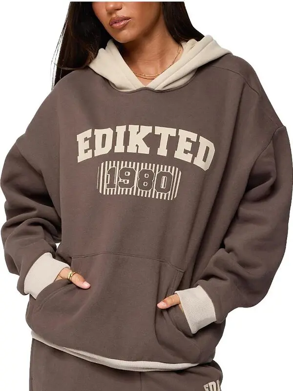 EDIKTED 1980 Oversized Hoodie - Brown