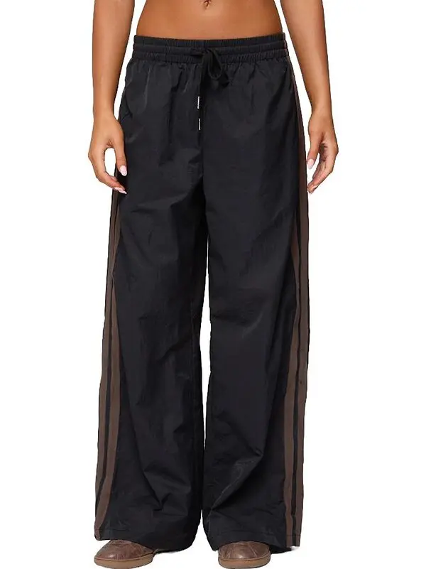 EDIKTED Kieran Stripey Nylon Track Pants - Black