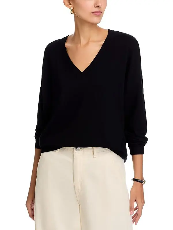 Majestic Filatures French Terry V-neck Sweatshirt - Noir