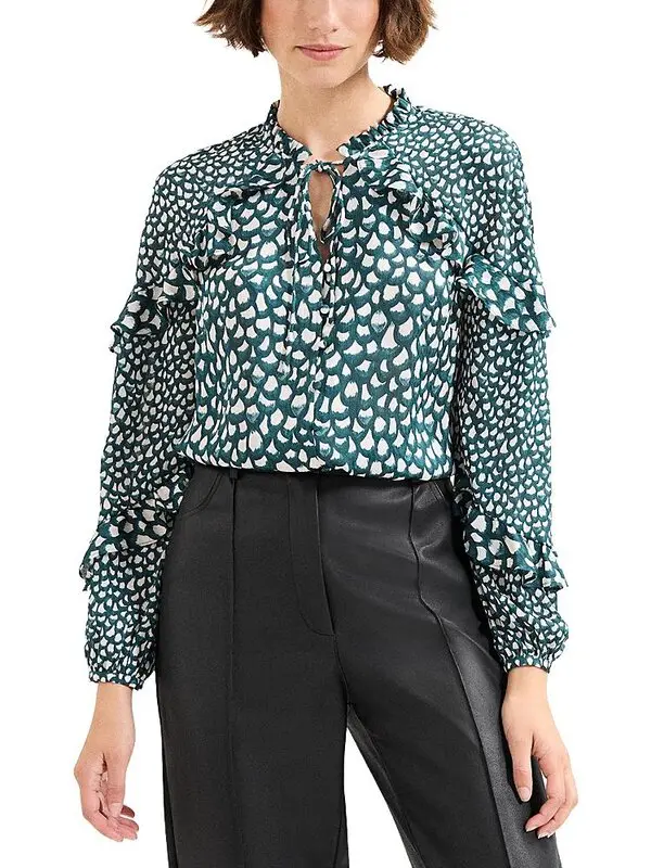 PHASE EIGHT Manon Frill Detail Blouse - Green