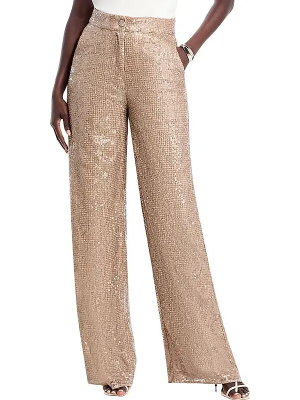 TOCCIN Suri Sequin Wide Leg Pants - Mocha