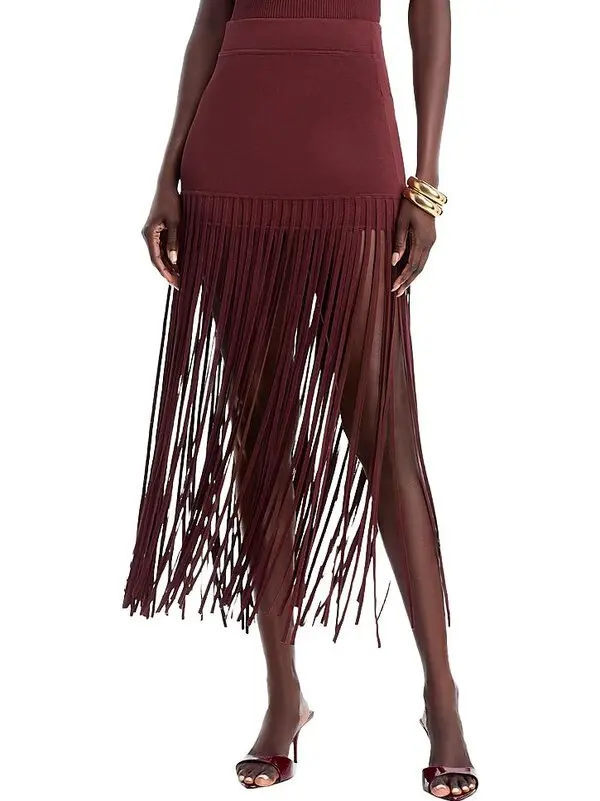 TOCCIN Carlyle Fringe Midi Skirt - Deep Spice