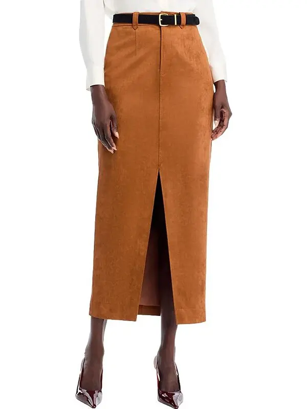 TOCCIN Center Slit Midi Skirt - Brandy
