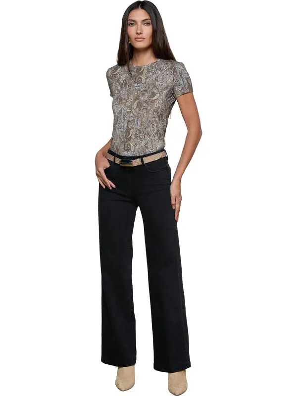 L'Agence Scottie Wide-leg Jean - Washed Black