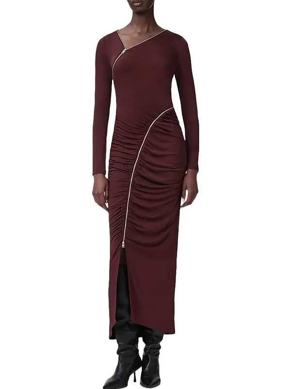 ALLSAINTS Elsie Zipper Maxi Dress - Oxblood Red