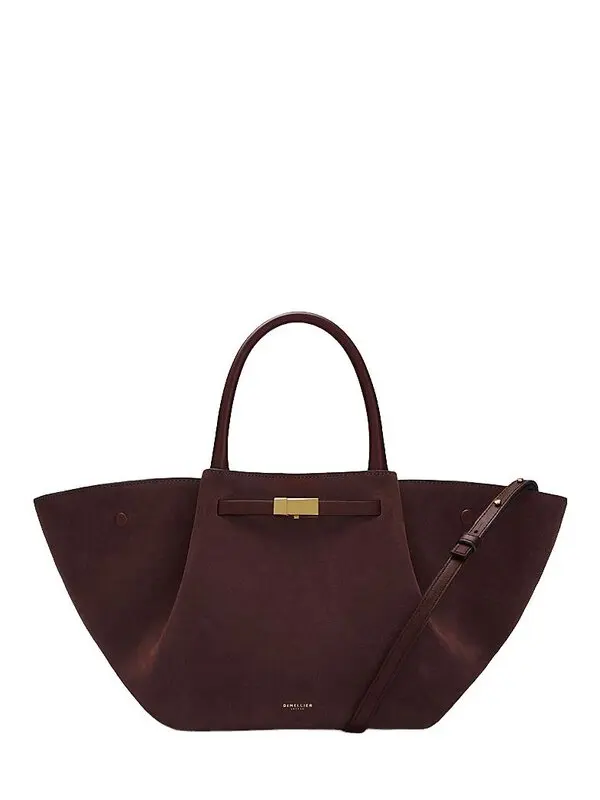 DEMELLIER Midi New York Suede Tote - Burgundy