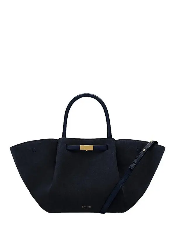 DEMELLIER Midi New York Suede Tote - Midnight Blue