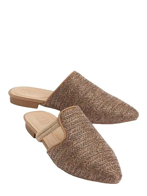 PROLOGUE SHOES Pesa Woven Slippers - Brown Faux Leather