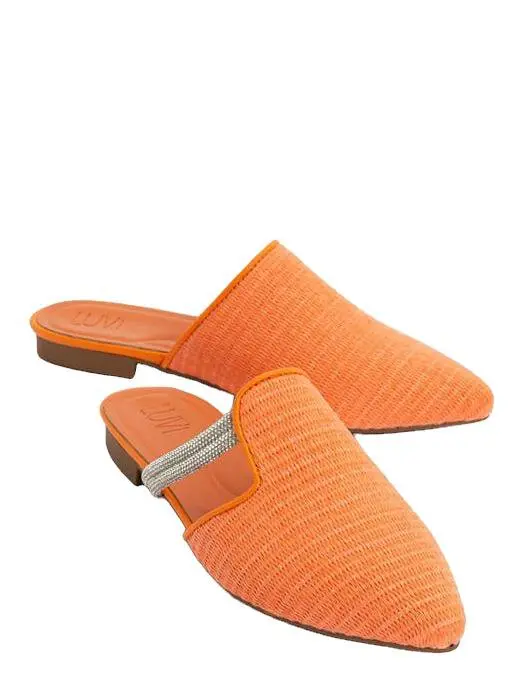 PROLOGUE SHOES Pesa Woven Slippers - Orange Faux Leather