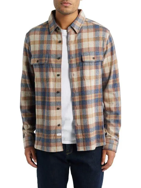 7 Diamonds Generation Plaid Stretch Flannel Button-up Shirt - Tan