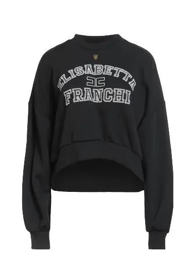 Elisabetta Franchi Solid Fleece Sweatshirt With Embroidered Logo - Black